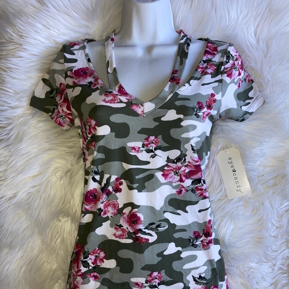eye candy | Tops | Eye Candy Camo Floral Cutout Tee Tunic Top | Poshmark